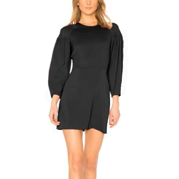 A.L.C. | Dresses | Alc Size 2 Black Renton Crepe Crew Neck Long Puff ...